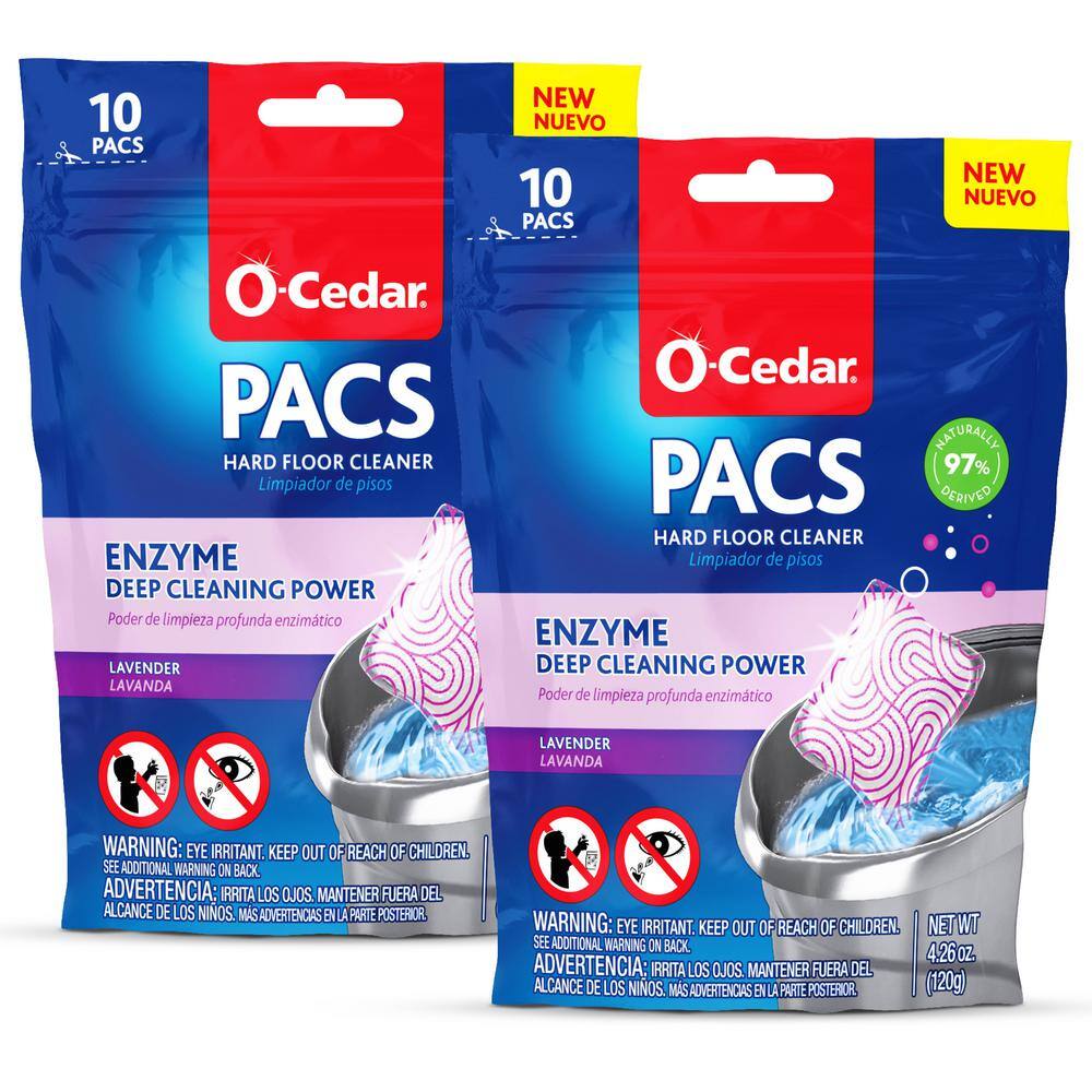 O-Cedar PACS Hard Floor Cleaner, Lavender Scent (10-Count) (2-Pack ...