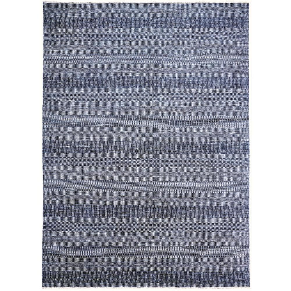 HomeRoots 12 x 15 Blue and Silver Striped Area Rug 2000513856 - The ...
