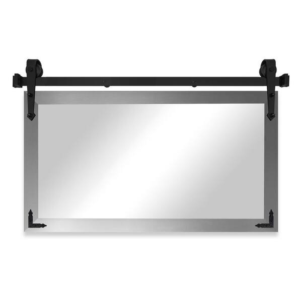 Rayne Mirrors (33 in. H x 66 in. W) Silver Horizontal Mirror with Steel ...