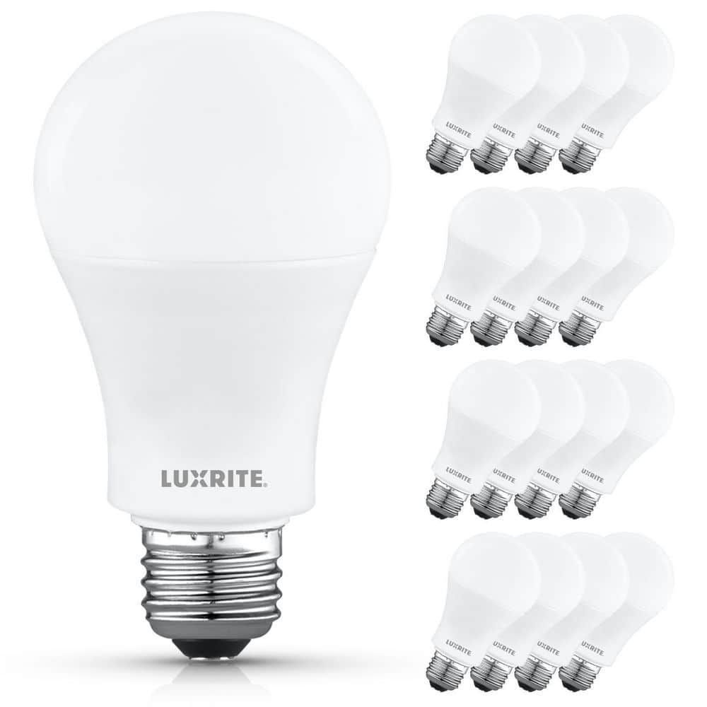 LUXRITE 100-Watt Equivalent A19 LED Light Bulb 2700K Warm White 12.5W 1500 Lumens Non-Dimmable ...