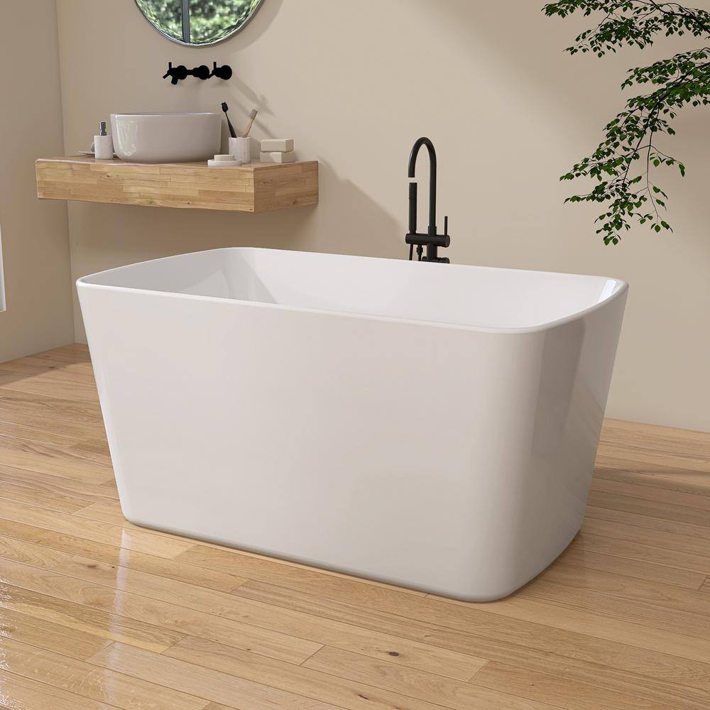 Zeafive 49 in. x 27.9 in. Acrylic Japanese Soaking Tub Flatbottom Free ...