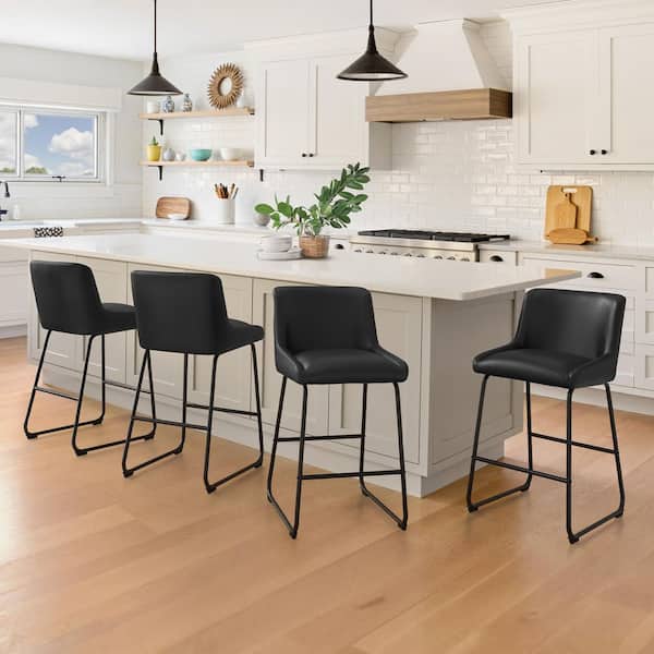 OrangeOne Molio 36 in. Thick Seat Cushion Metal Frame Black Faux ...