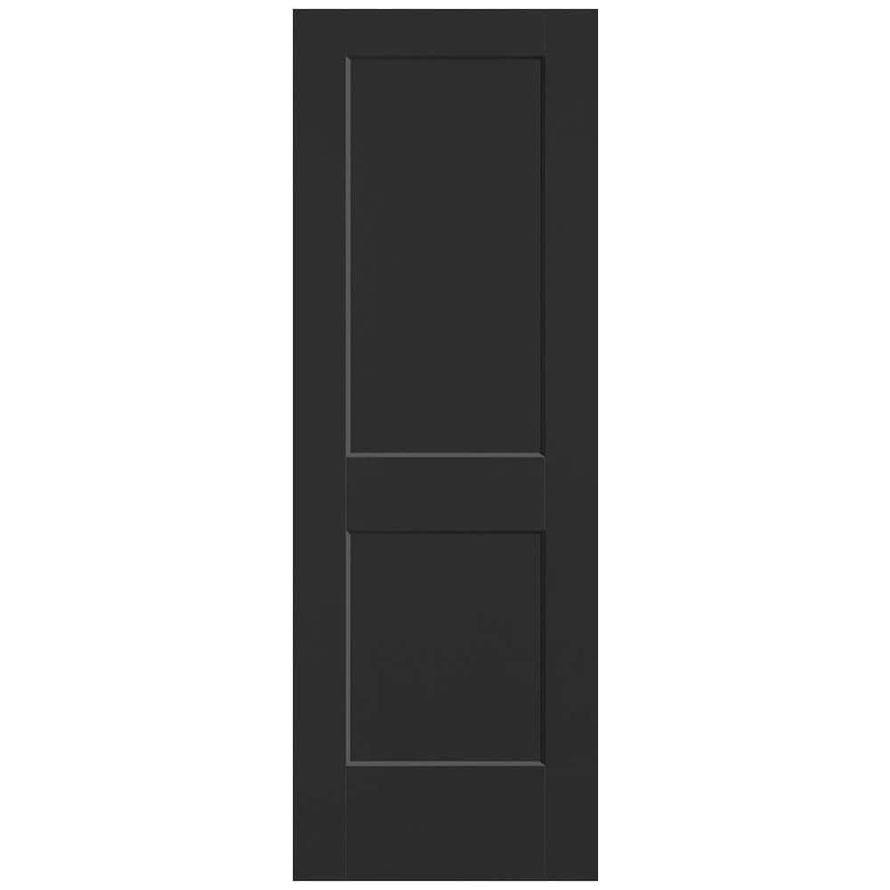 Masonite 28 in. x 80 in. 2-Panel Logan Single Bore Solid Core Jet Black ...