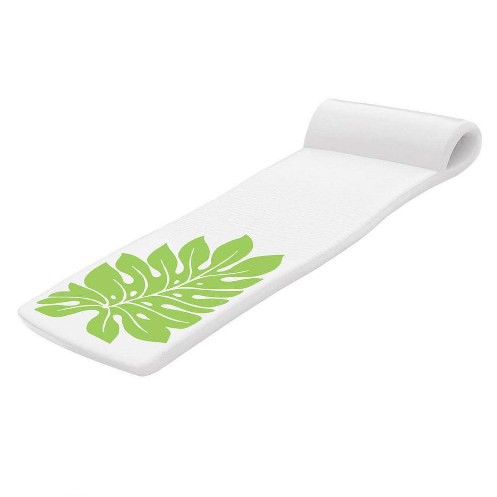 TRC Recreation Sunsation 70 in. Green Leaf White Foam Raft Lounger Pool ...