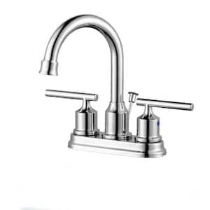 ALEASHA 4 in. Centerset Double Handle High Arc Bathroom Faucet in Chrome AL-2C32C - The Home Depot