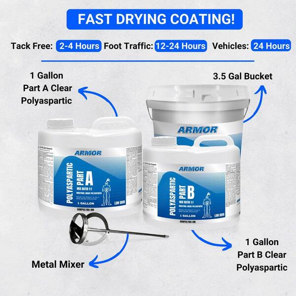 ARMORPOXY 2 Gal. Clear Gloss 2 Part Epoxy Polyaspartic Interior ...
