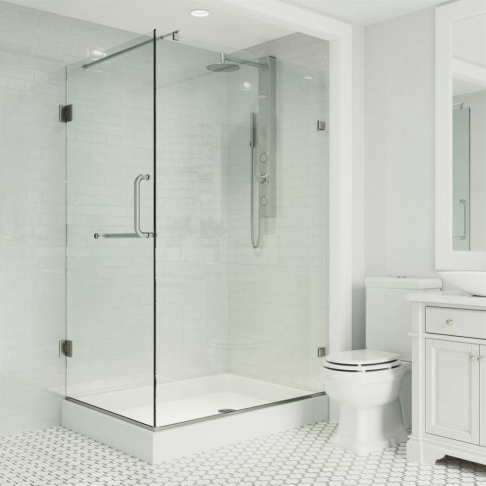 VIGO Pacifica 48 in. L x 36 in. W x 79 in. H Frameless Pivot Shower ...