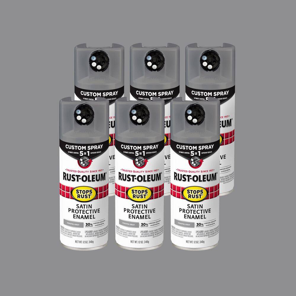 Rust-Oleum Stops Rust 12 oz. Custom Spray 5-in-1 Satin Coastal Gray ...