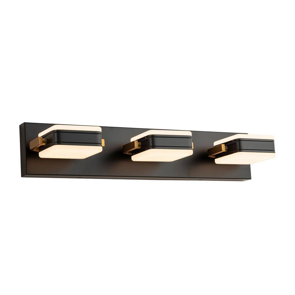 RRTYO Payson 21.8 in. Modern Black Square Linear Integrated LED ...