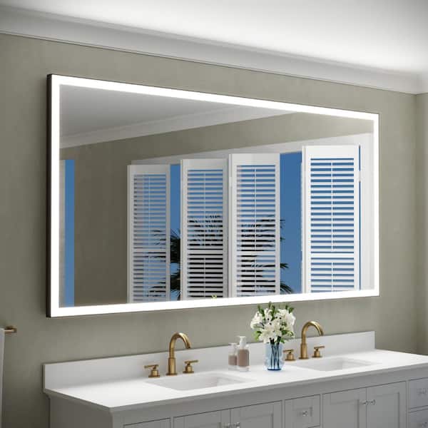 Eoviamne 84 in. W x 42 in. H Rectangular Framed Wall LED Bathroom ...