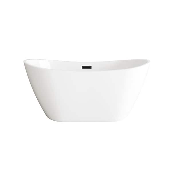 Timeless Home 54 in. x 29 in. Soaking Bathtub with Center Drain in ...