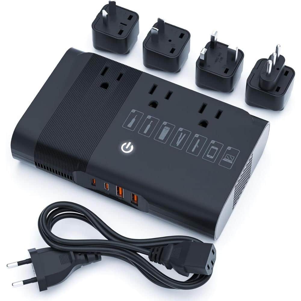 Aoibox 2.9 Amp 3-Outlet 100-220-Volt to 110-Volt Voltage Converter with ...