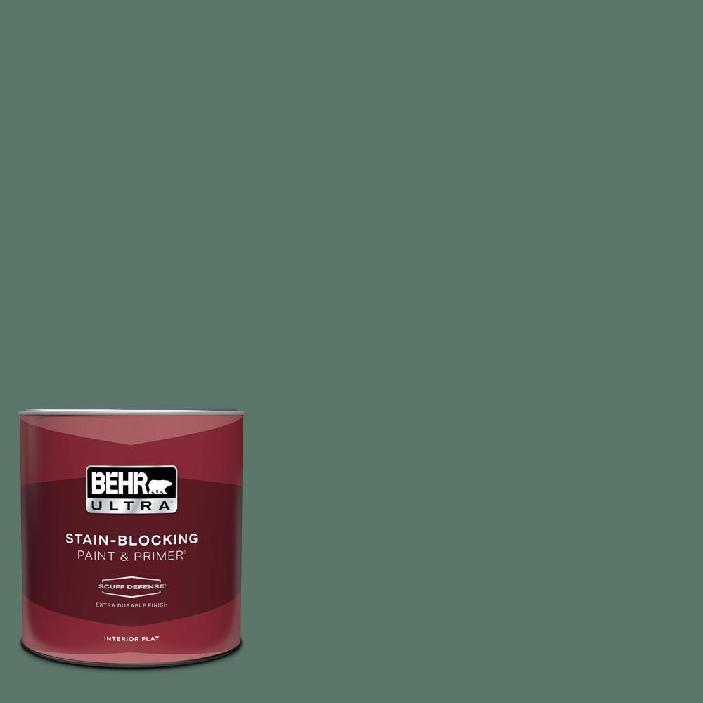 BEHR ULTRA 1 qt. #S420-6 Pine Brook Extra Durable Flat Interior Paint ...