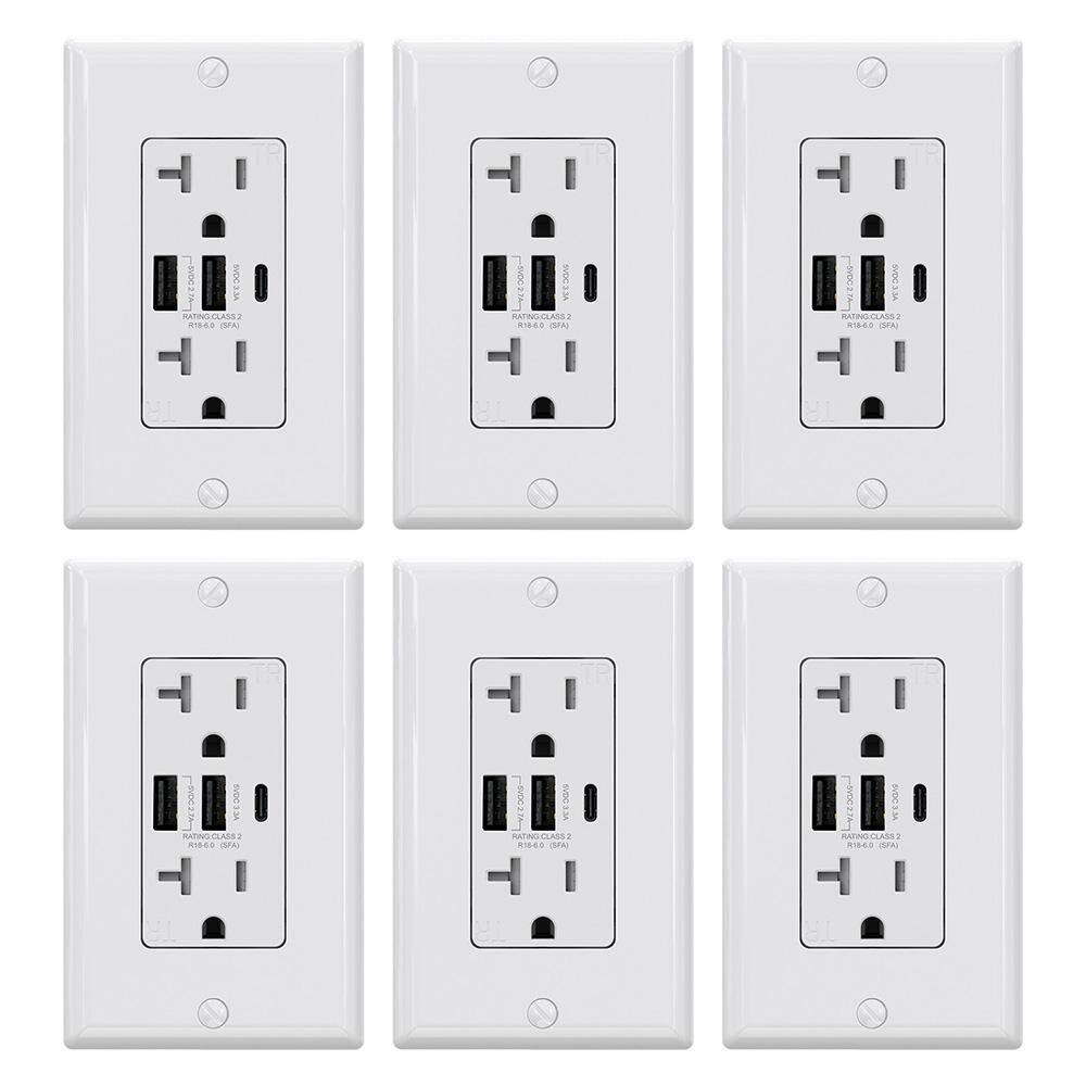 ELEGRP 30-Watt 3-Port Type C & Dual Type A USB Duplex Outlet Smart Chip ...