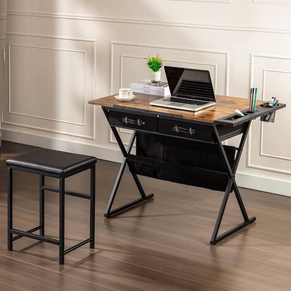 VECELO Height Adjustable Drafting Table Drawing Table Set 23.6 in ...