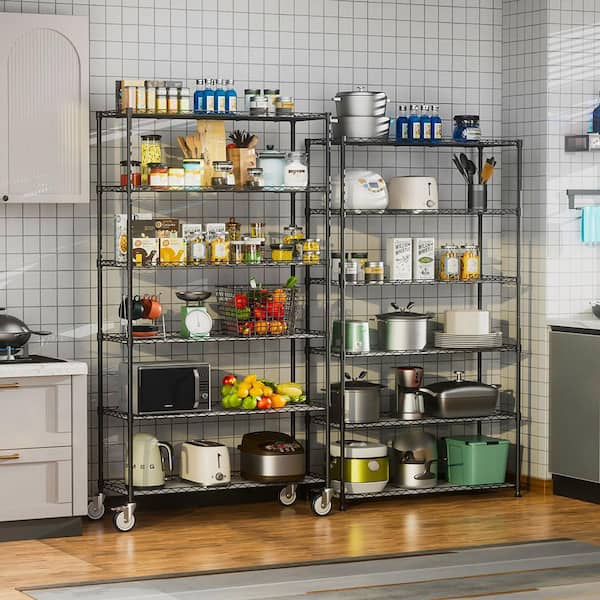 Tileon 6-Tier Shelf Wire Shelving Unit Fence Shelf, Height Adjustable ...