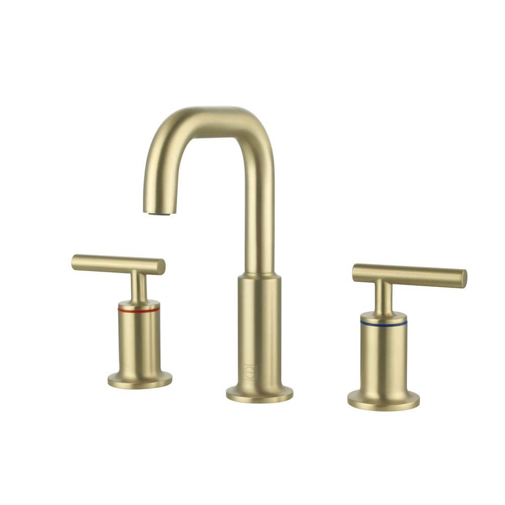 Timeless Home 8 in. Widespread Double Handle Bathroom Faucet in Brushed ...