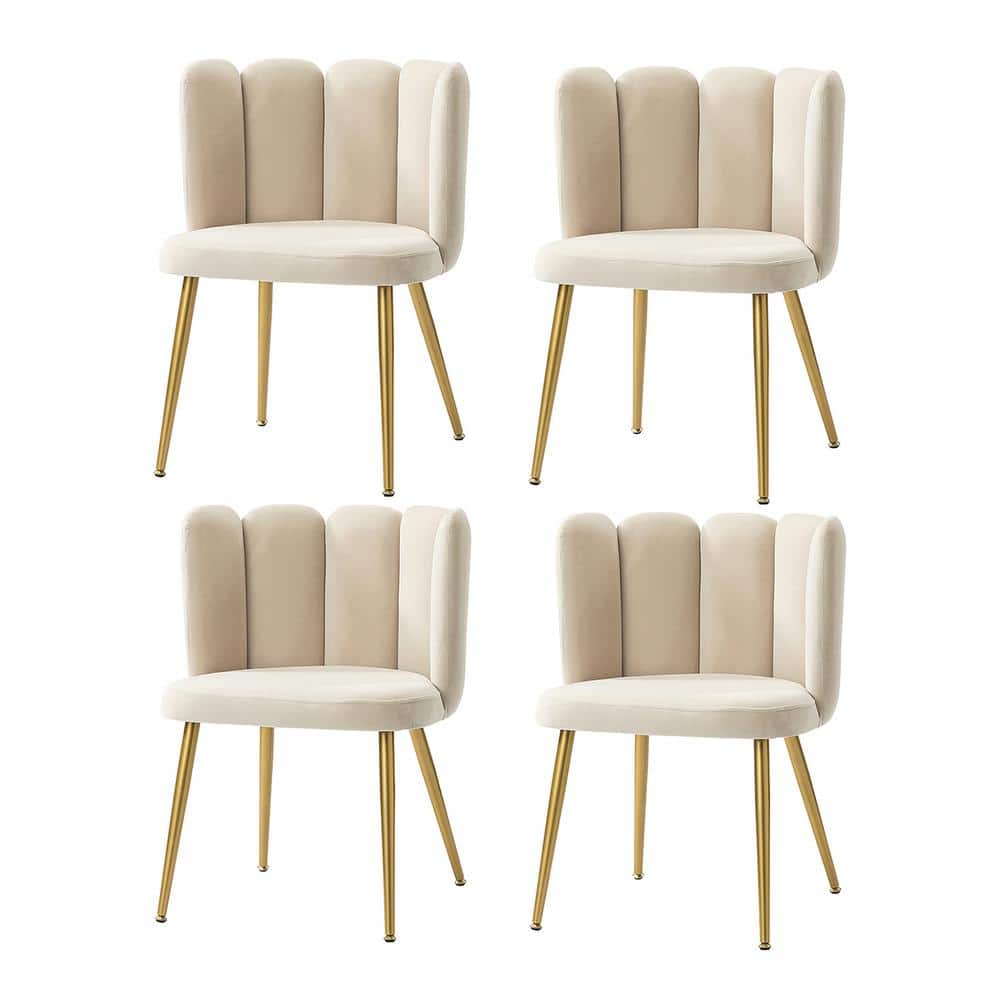 JAYDEN CREATION Bona Tan Side Chair with Metal Legs (Set of 4) DSDC0005 ...