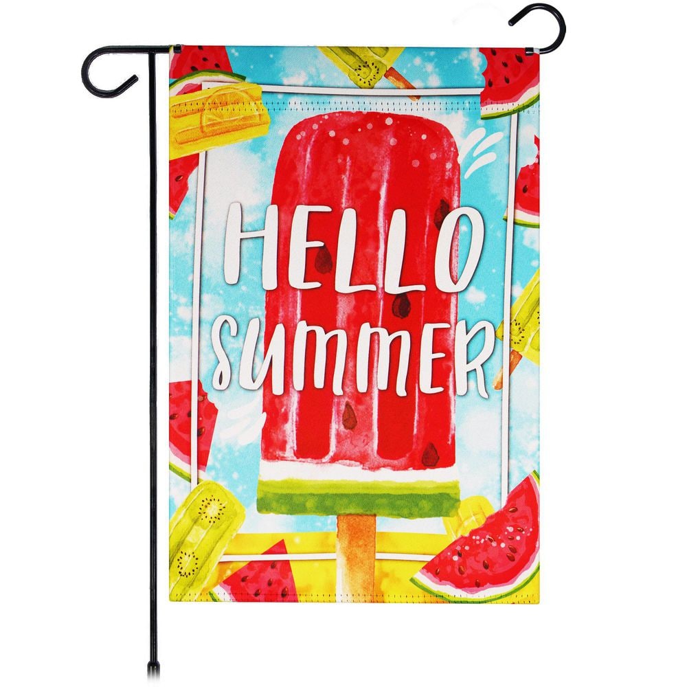 G128 1 ft. x 1.5 ft. Hello Summer Watermelon Popsicle 2-Sided Garden ...