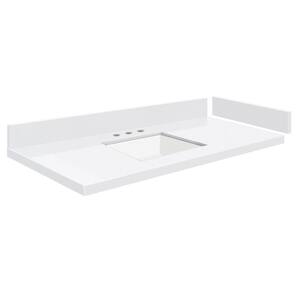 PROOX 48 in. W x 22 in. D Quartz White Rectangular Single Sink Bathroom ...