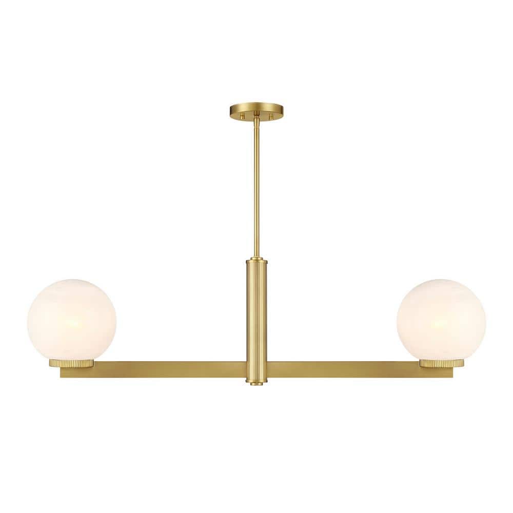Savoy House Meridian 8 in. W x 12 in. H 2-Light Natural Brass Modern ...