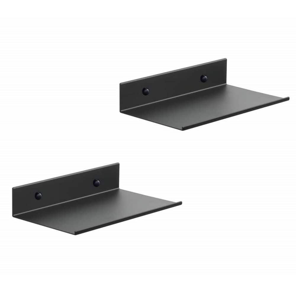 NVNOO 8 in. Black Metal Wall Mounted Shelves for Mini Floating Shelf ...