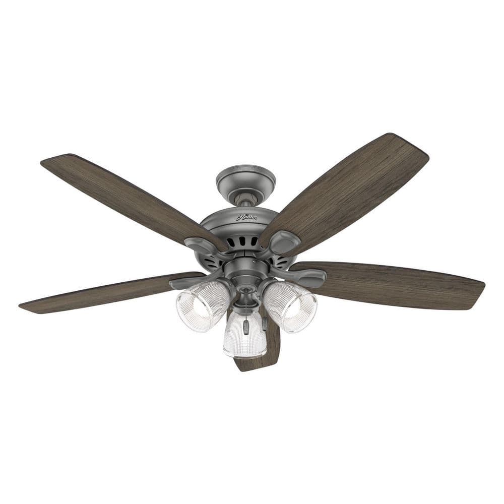 Hunter Highbury II 52 in. LED Indoor Matte Silver Ceiling Fan with ...