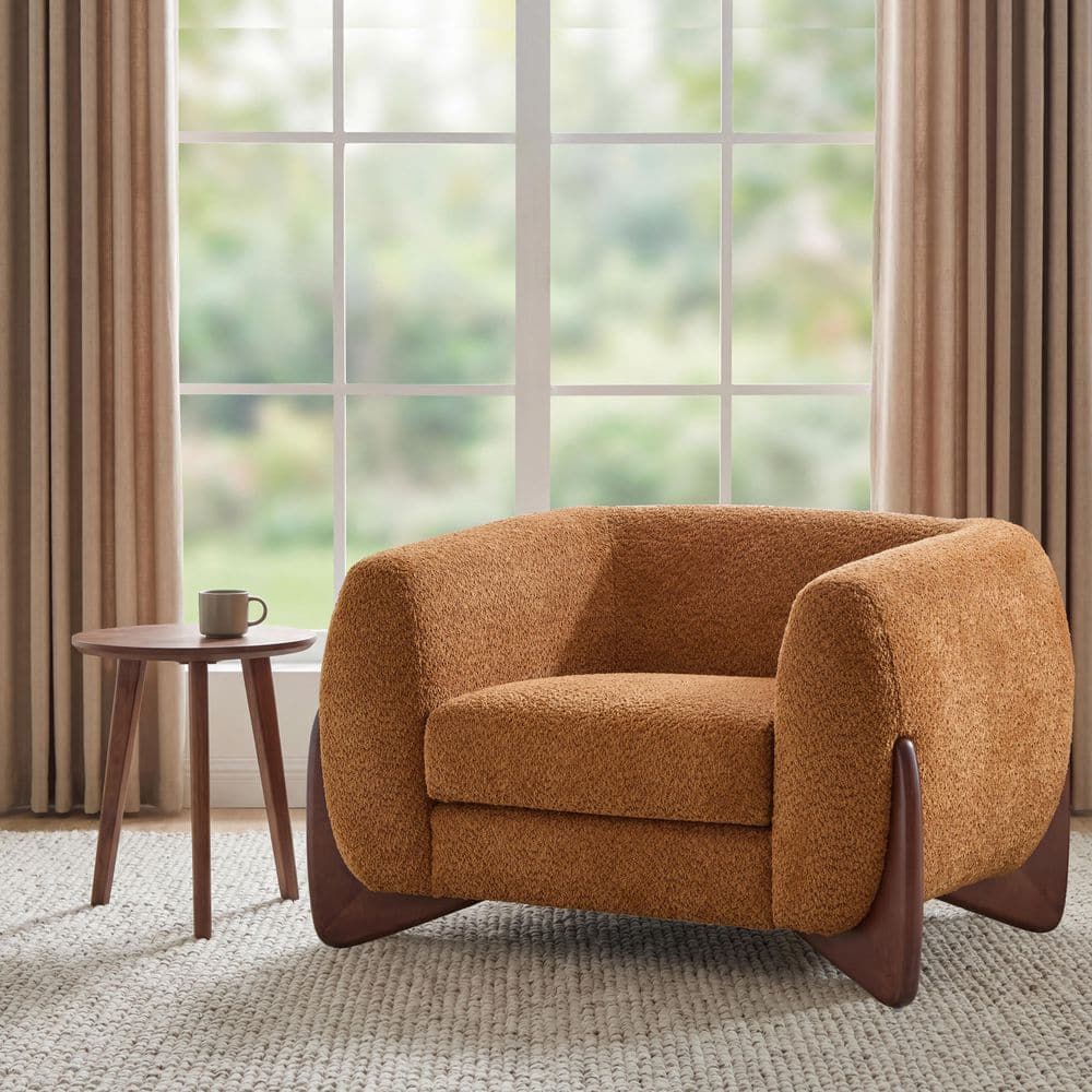 Harper & Bright Designs Dark Yellow Boucle Fabric Stylish Arm Chair ...