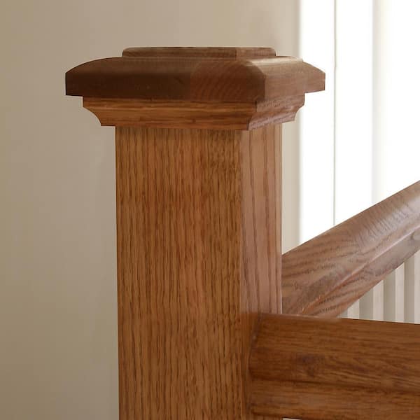 Oak Handrail Oak Flat Newel Cap – Solid Oak Stair Post Cap For 90mm ...