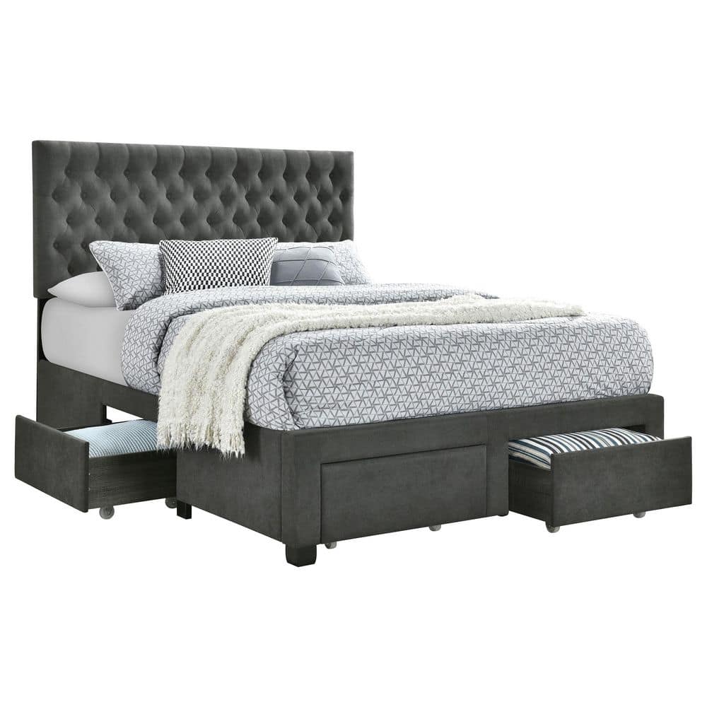 Coaster Soledad Gray Wood Frame Eastern King Platform Bed with 4-Drawer ...