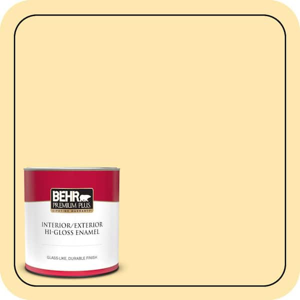 BEHR PREMIUM PLUS 1 qt. #350B-4 Lemon Souffle Hi-Gloss Enamel Interior ...