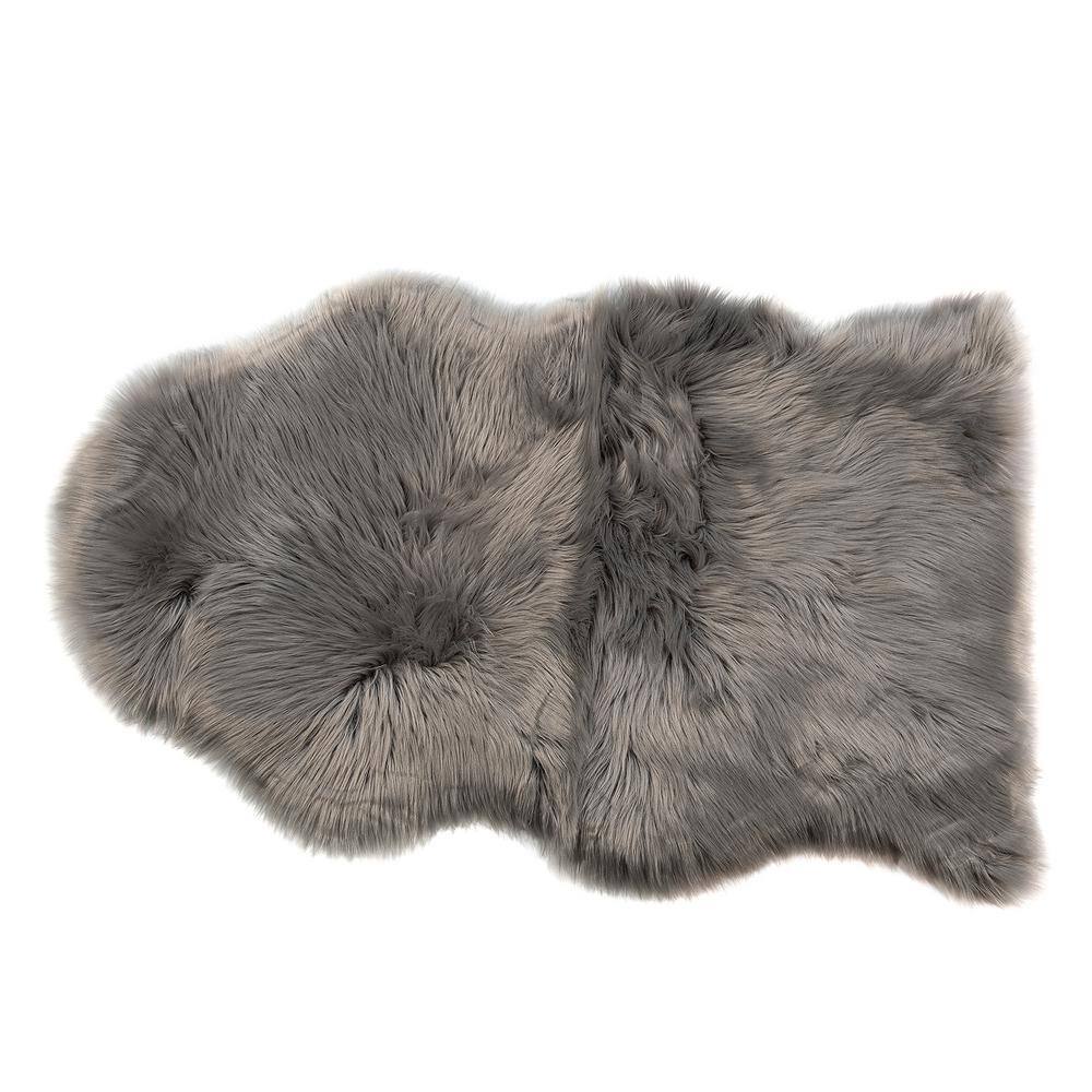 Walk on Me Gray 2 ft. x 3 ft. Faux Fur Luxuriously Soft and Eco ...