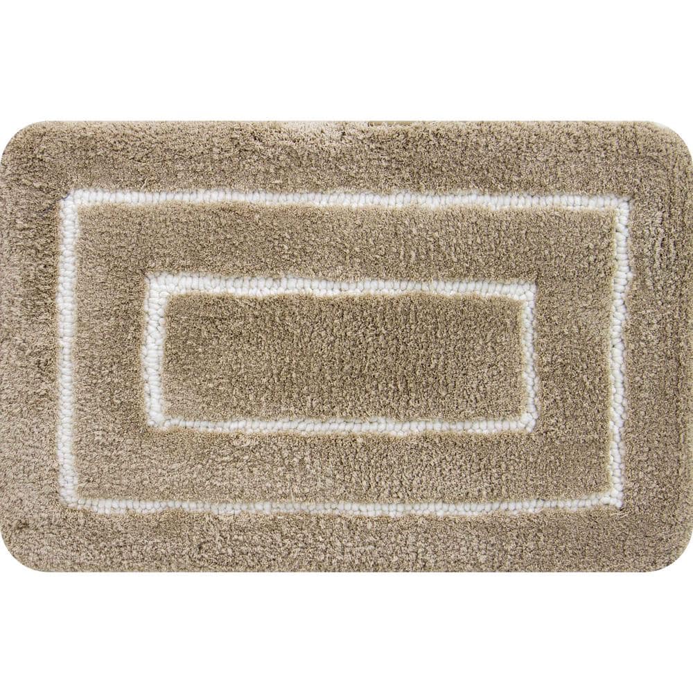 Borders Foam Beige 18 in. x 27 in. Polyester Bath Mat 85BOR540718x27 ...
