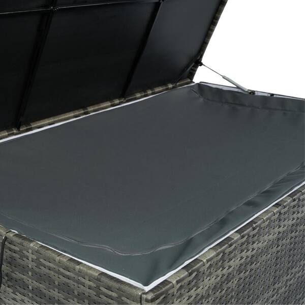 200 Gal. Gray Waterproof Rattan Outdoor Storage Bench with Lid FF-S132 ...