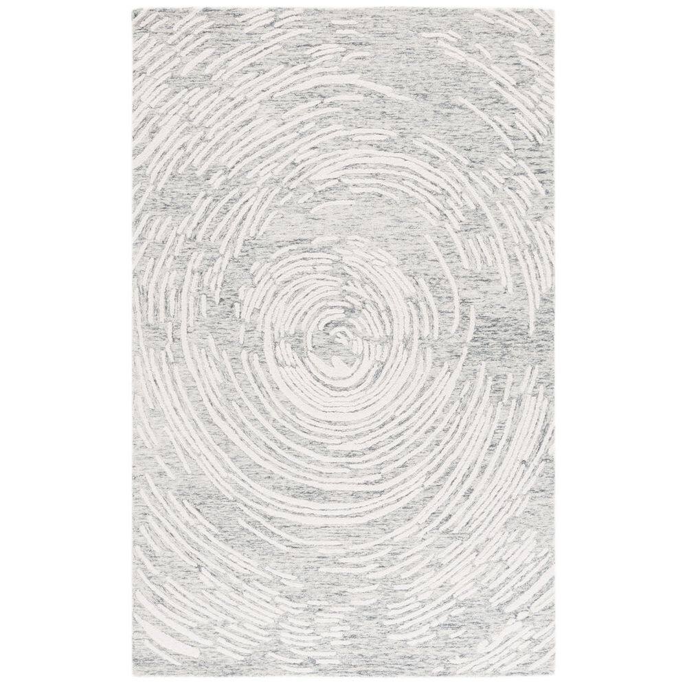 SAFAVIEH Abstract 4 ft. x 6 ft. Gray/Ivory Abstract Swirl Area Rug ...