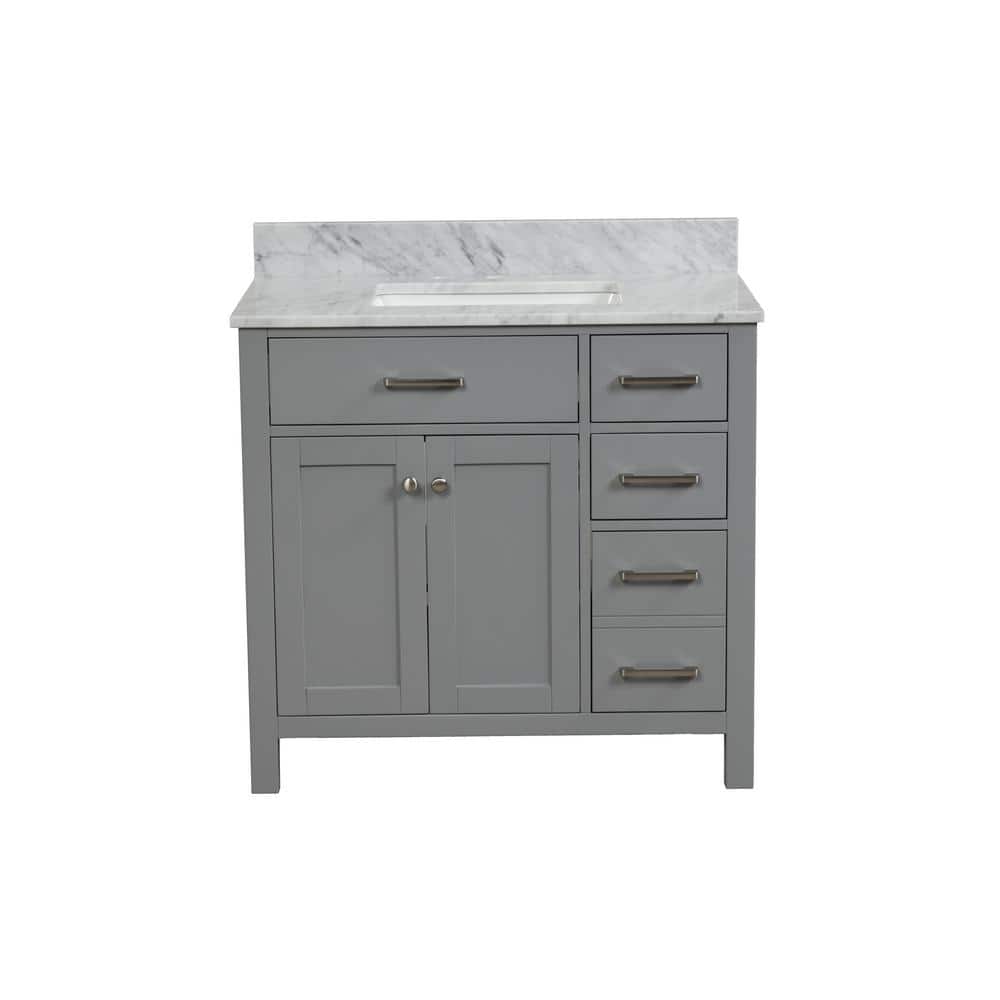 RRTYO Tavon 36 in. W x 22 in. D x 33 in. H Bath Vanity in Gray with ...
