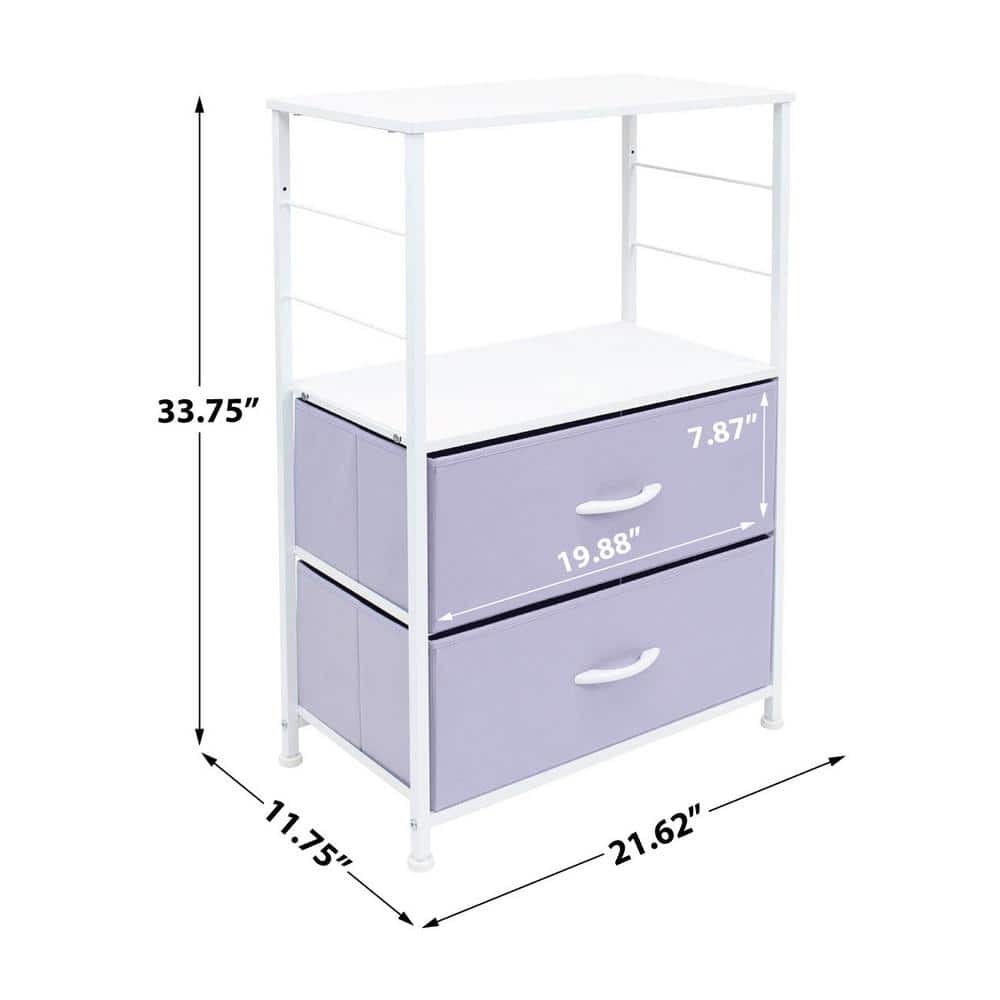 Sorbus 2-Drawer Purple Nightstand 33.75 in. H x 21.62 in. W x 11.75 in ...