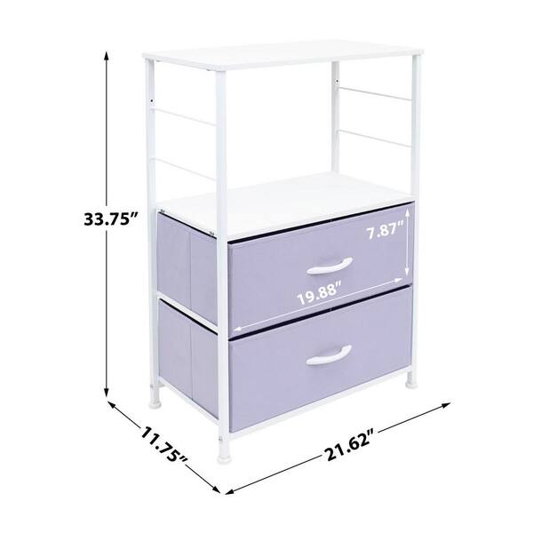 Sorbus 2-Drawer Purple Nightstand 33.75 in. H x 21.62 in. W x 11.75 in ...