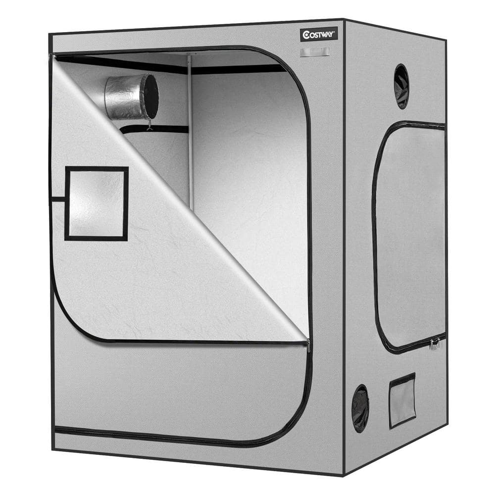 Costway 5 ft. x 5 ft. x 6.7 ft. Grey Grow Tent Reflective Mylar with ...