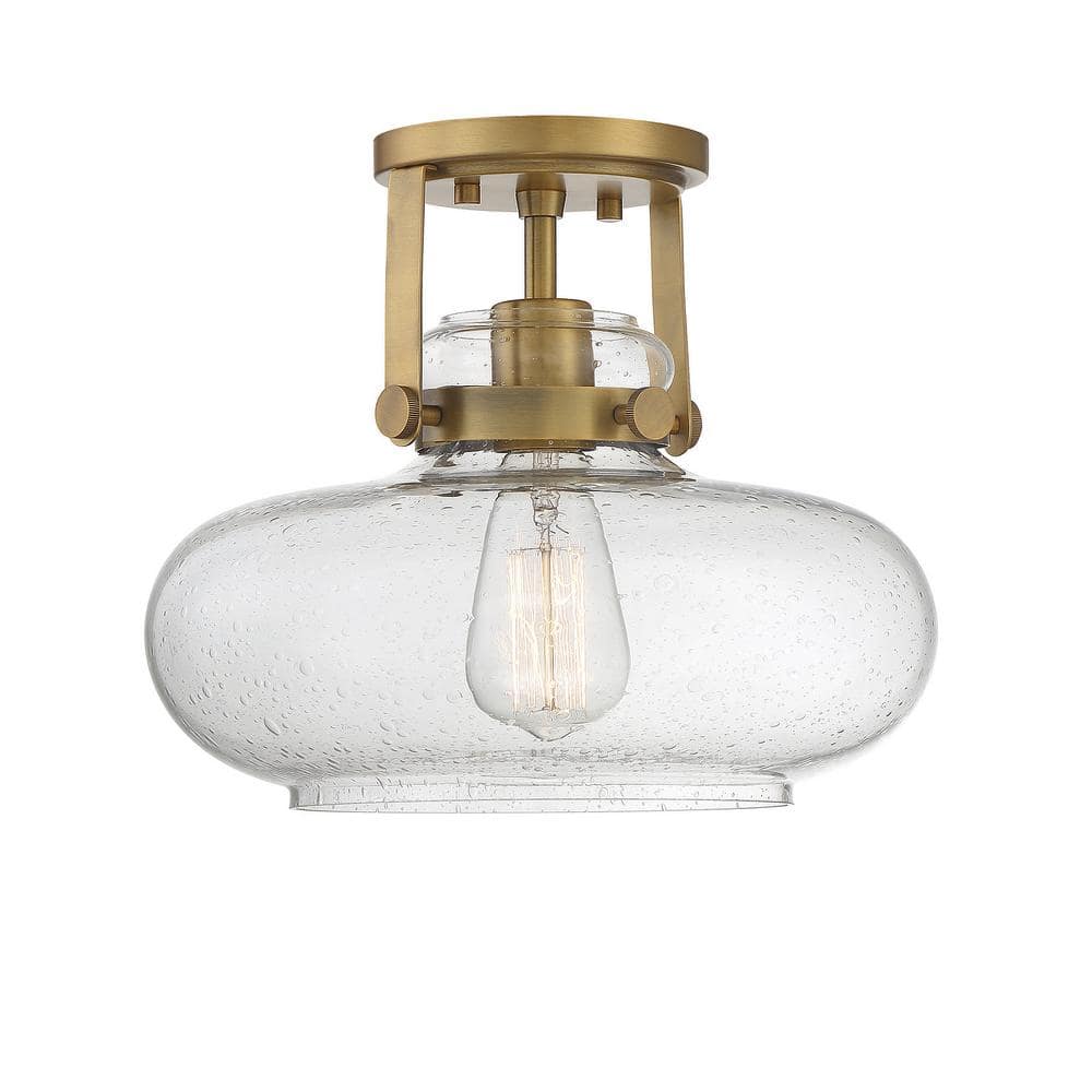 TUXEDO PARK LIGHTING 12 in. W x 10 in. H 1-Light Natural Brass Semi ...