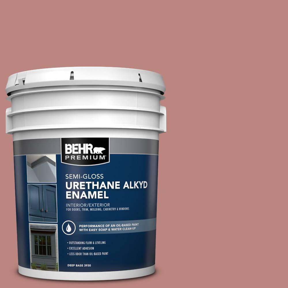 BEHR PREMIUM 5 gal. #S150-4 Red Clover Urethane Alkyd Semi-Gloss Enamel ...