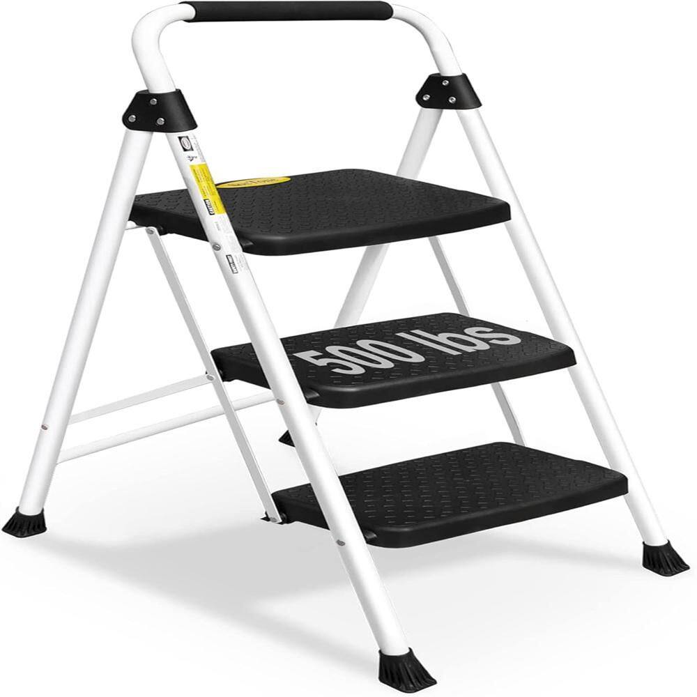 3 Step Ladder, Folding Step Stool for Adults with Handle, Perfect for ...