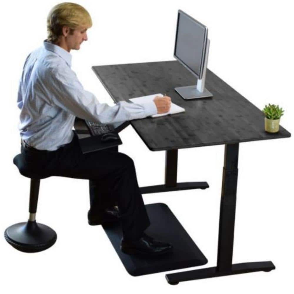 HomeRoots Amelia 30 in. Rectangular Black MDF Standing Desk with Power ...