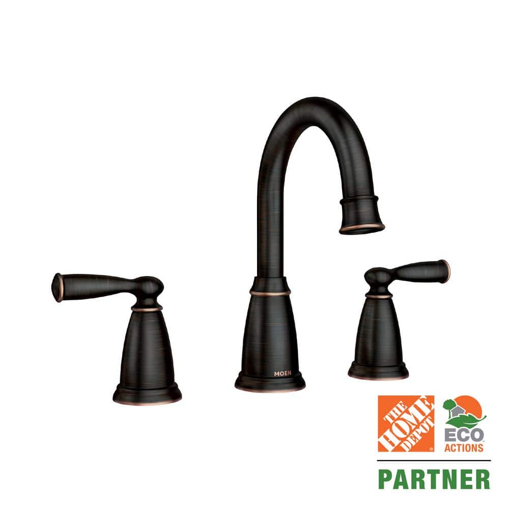 MOEN Banbury 8 in. Widespread Double Handle High-Arc Bathroom Faucet in ...