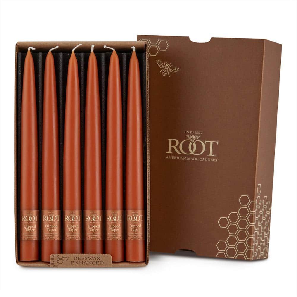 ROOT CANDLES 9 in. Dipped Taper Rust Dinner Candle (Box of 12) 7919 ...