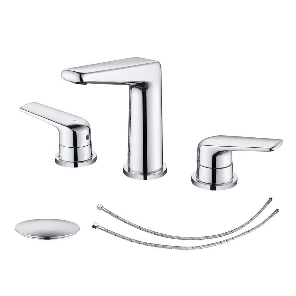 Satico 6.56 in. H 8 in. Widespread Double Handle Bathroom Faucet with ...