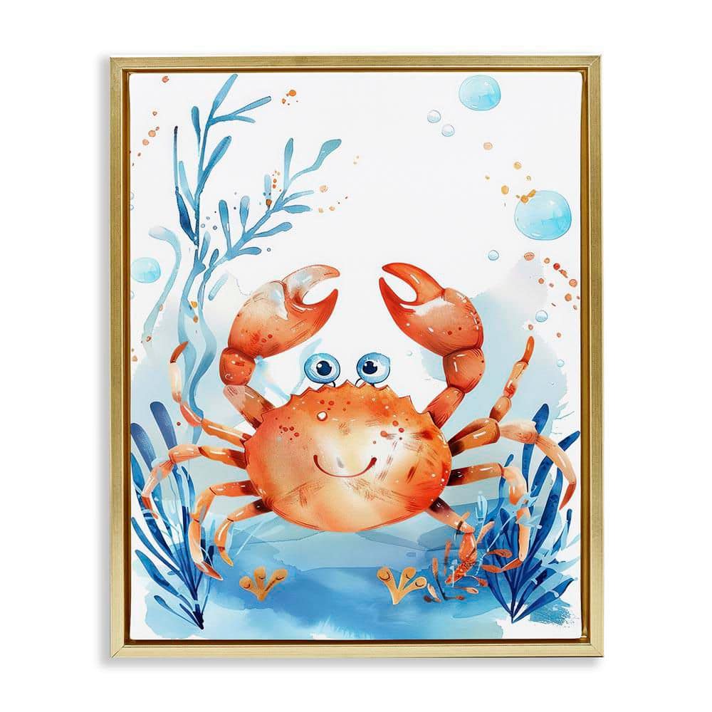 Stupell Industries Smiling Crab Underwater by Franklyn Gregory Gold ...