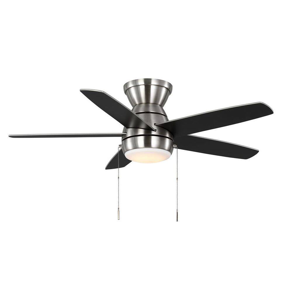 Hampton Bay Riplee 44 in. Indoor Brushed Nickel Hugger Ceiling Fan with ...