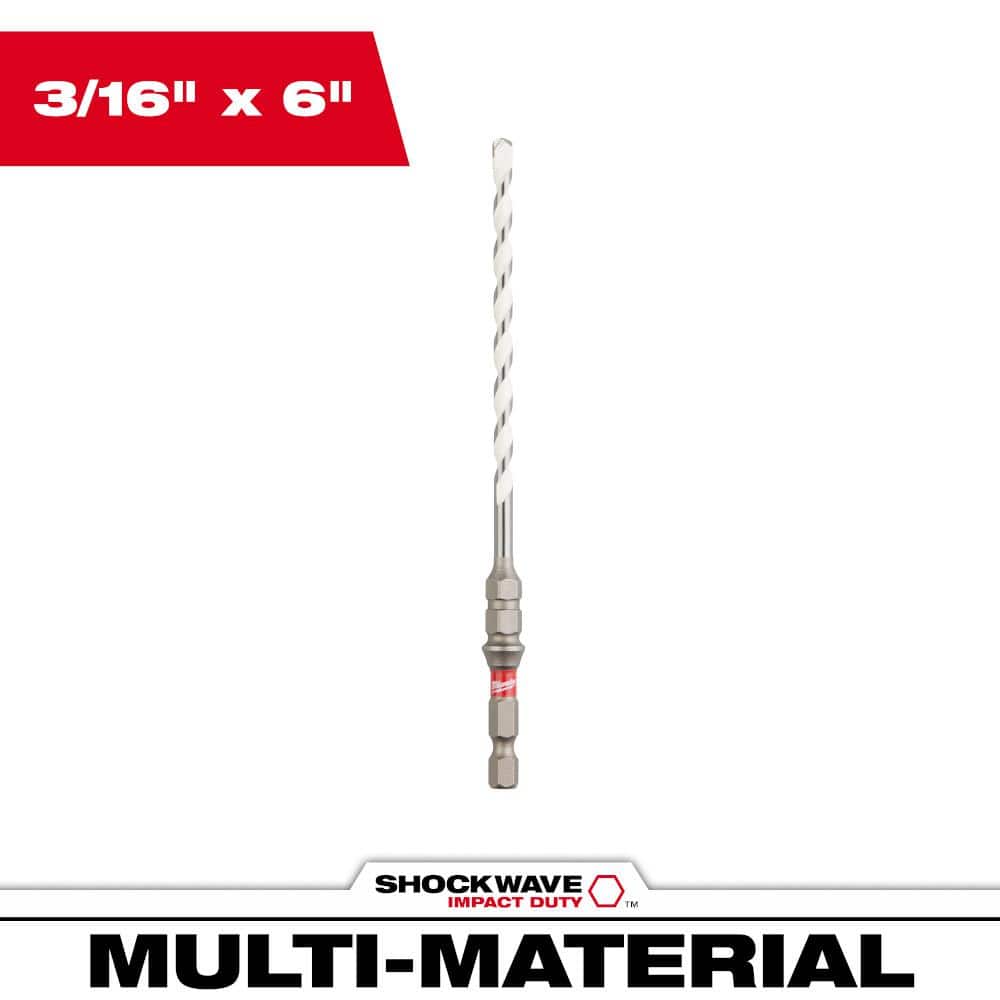 Milwaukee 3/16 in. x 6 in. x 6 in. SHOCKWAVE Carbide Multi-Material ...
