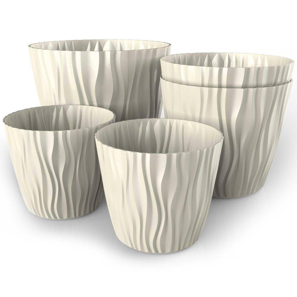 MUELLER 6 in., 7.5 in. and 9.3 in. Dia Beige Plant and Flower Pot ...